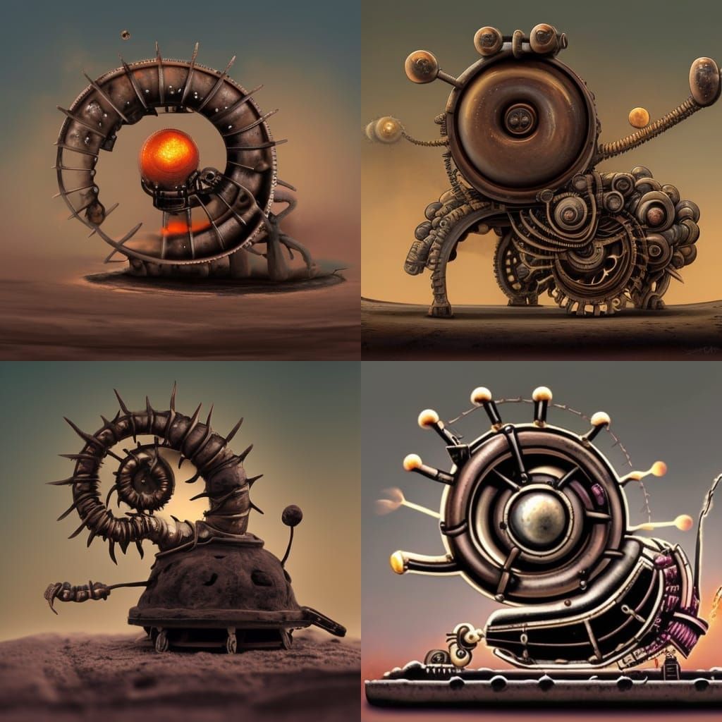 overhead-birds-eye-view-of-steam-powered-metalwork-Snail-behemoth-with ...