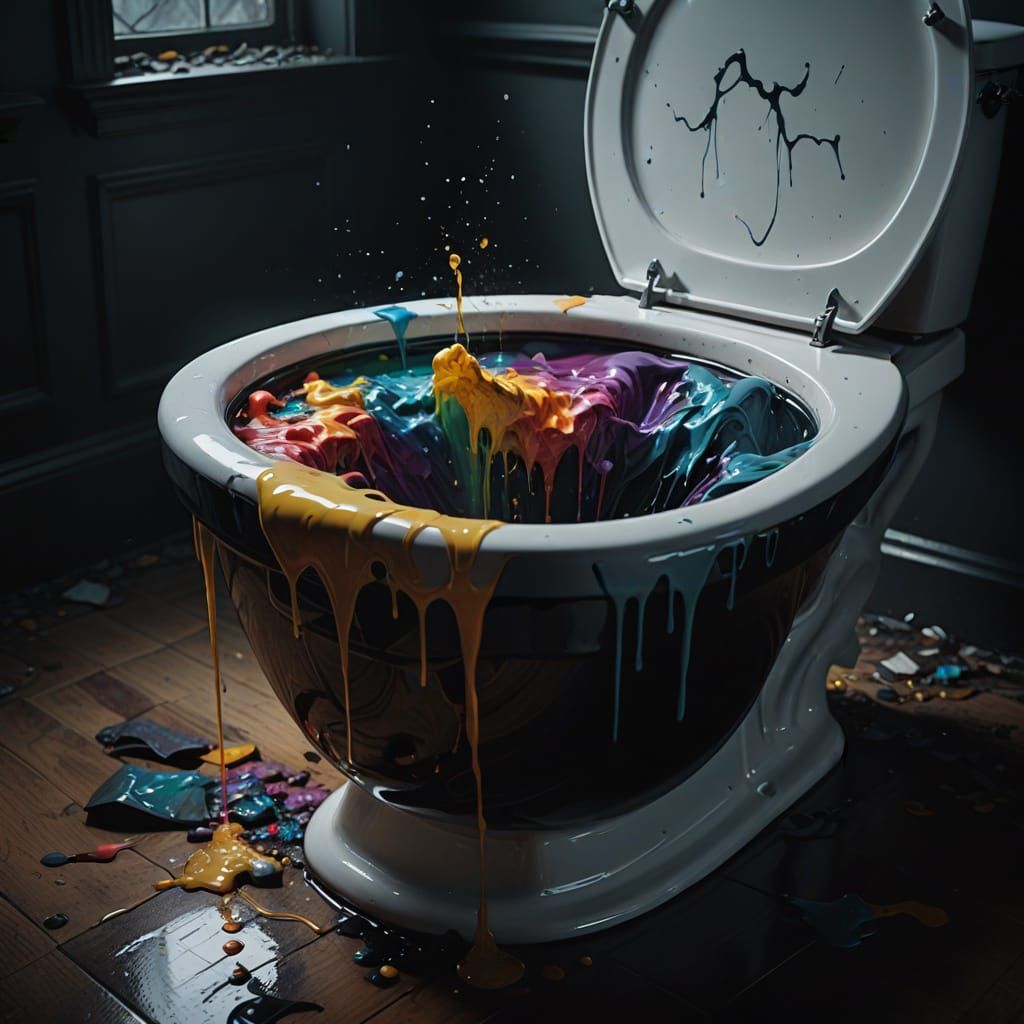 Iwith drim - Gothic Surrealism Toilet Bowl Scene in Eerie,...
