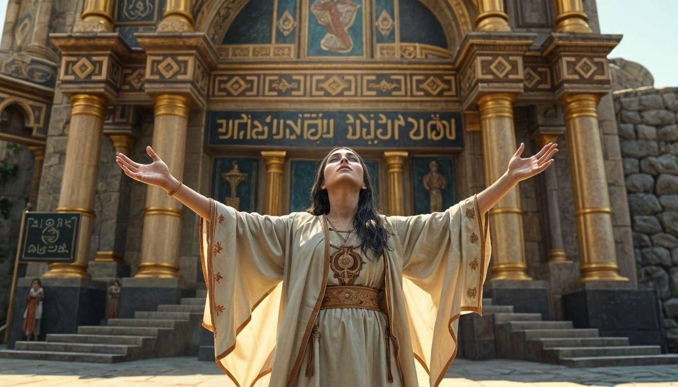 Ancient Hebrew Woman in Prayer before the Shiloh T... - AI Art