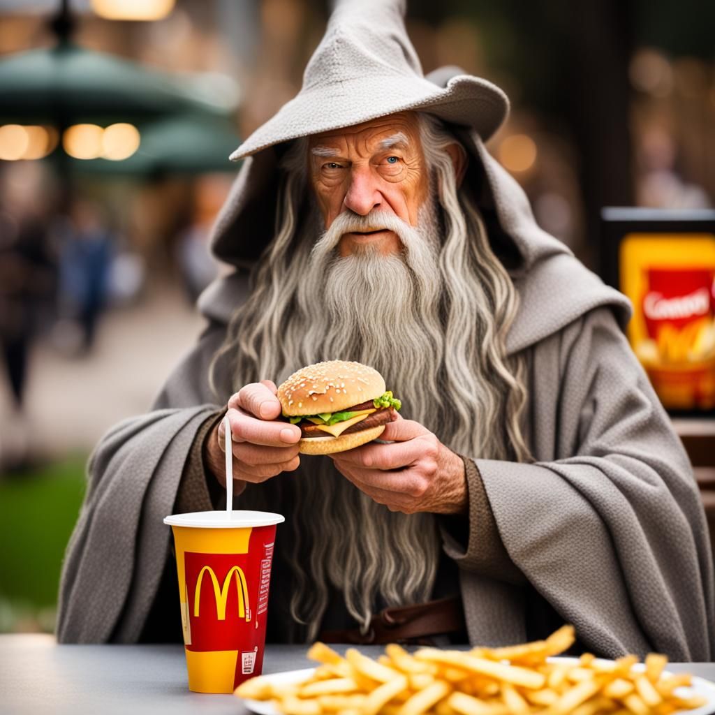 Gandalf Eating McDonald's - AI Generated Artwork - NightCafe Creator