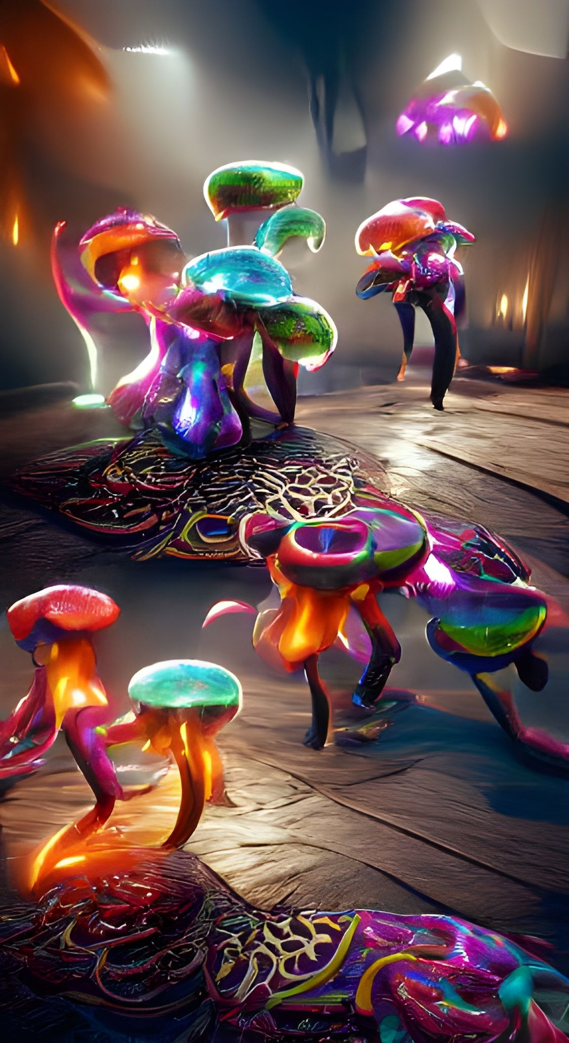 Psychedelic dancing mushrooms hyperdetailed 8k resolution concept art ...