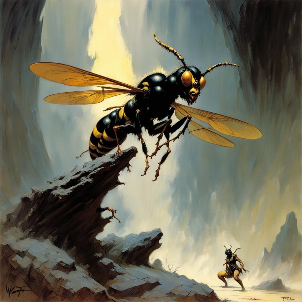 Wasp, dark fantasy, Frank Frazetta 2 - AI Generated Artwork - NightCafe ...