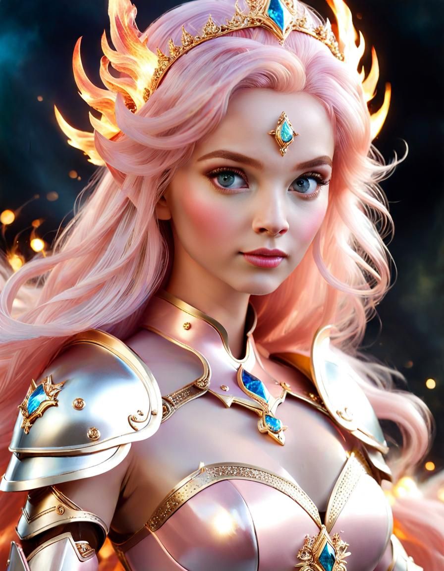 Fiery Pink Hair Warrior - AI Generated Artwork - NightCafe Creator