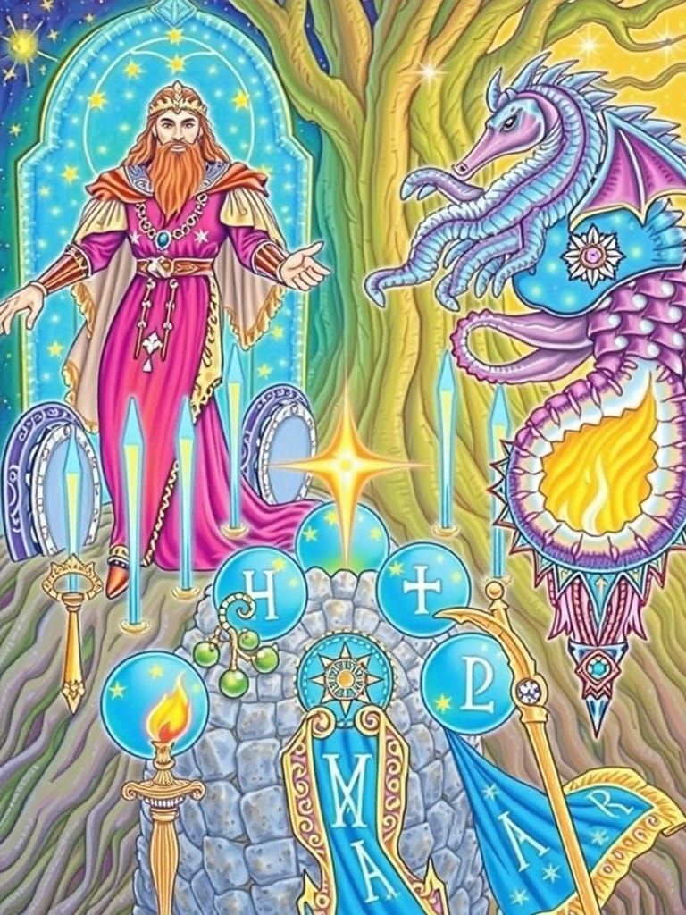 Ethereal Knight Magician in a Fantastical Realm - AI Art