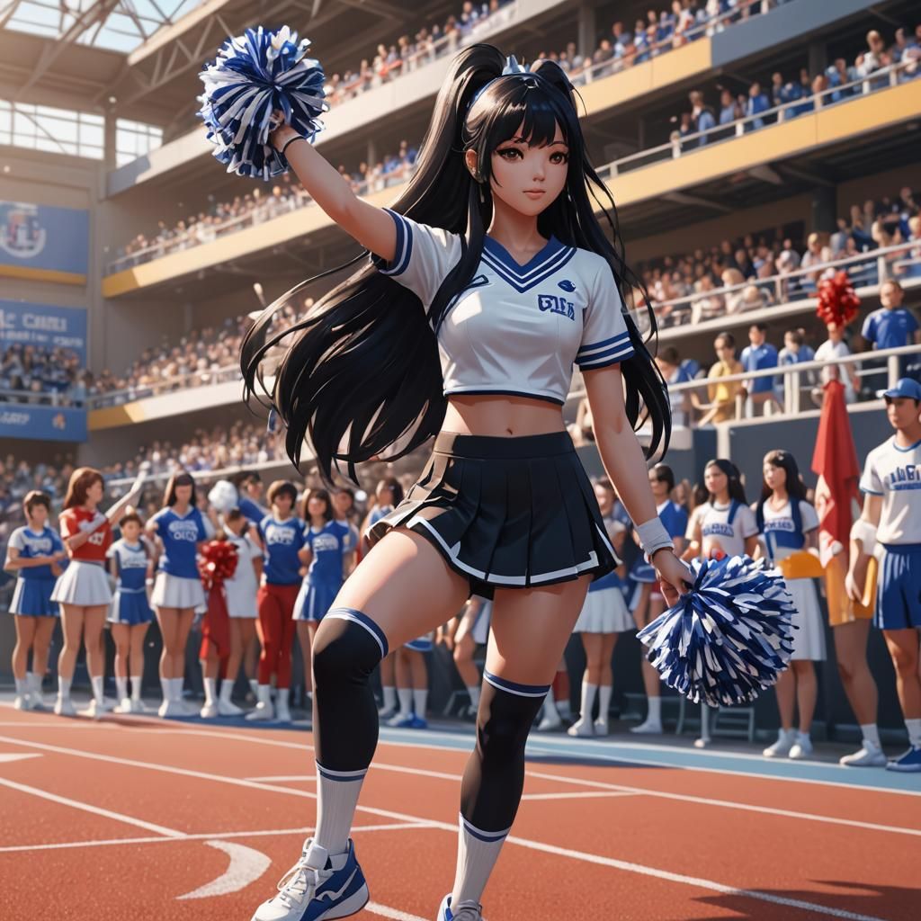 A Cheerleader with Pom-Poms - 4 - AI Generated Artwork - NightCafe Creator