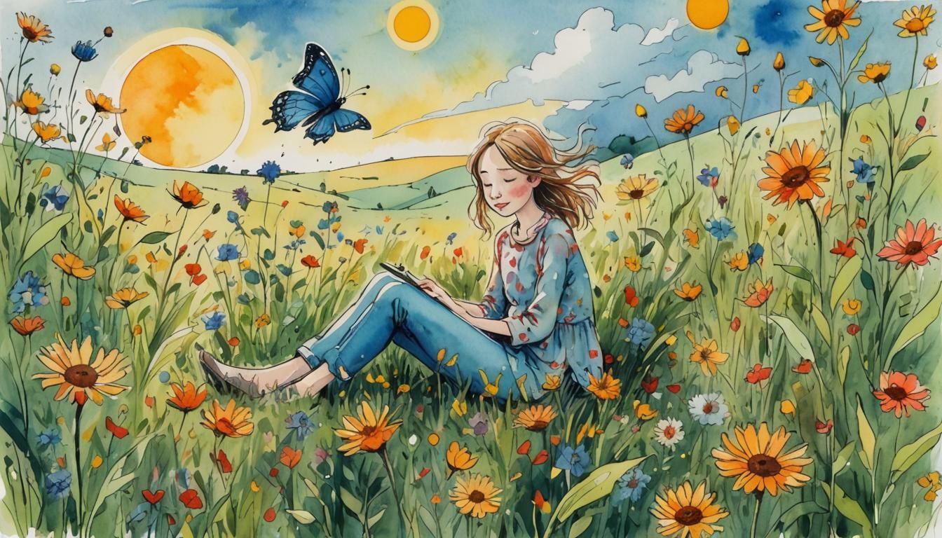 Drawing in the style of Quentin Blake, watercolor, illustration, a big ...