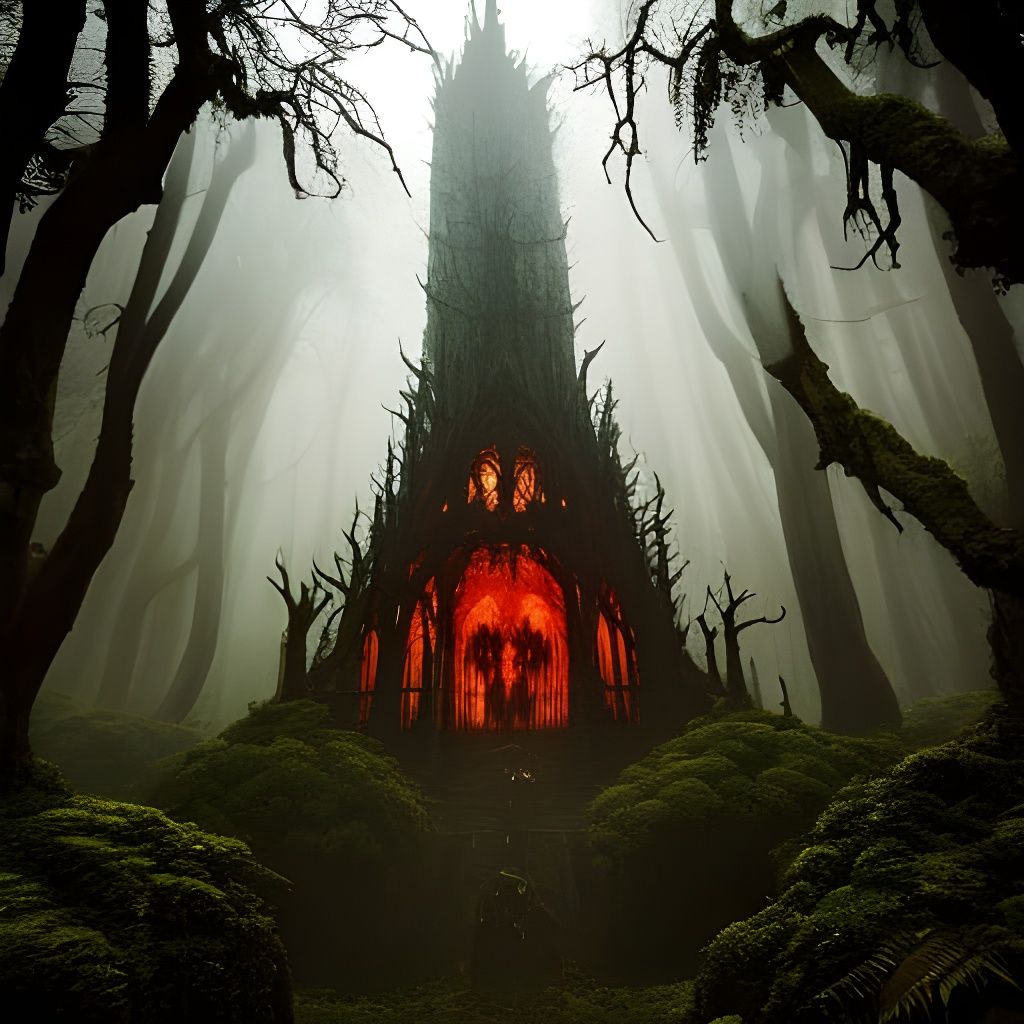 What hellish creature lives in the base of a massive gothic tree - AI ...