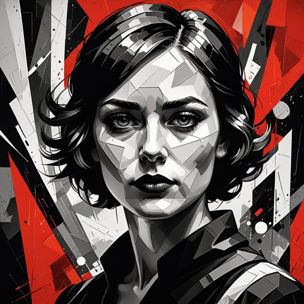 Avant-Garde Dadaist Portrait in Bold Black and Whi... - AI Art