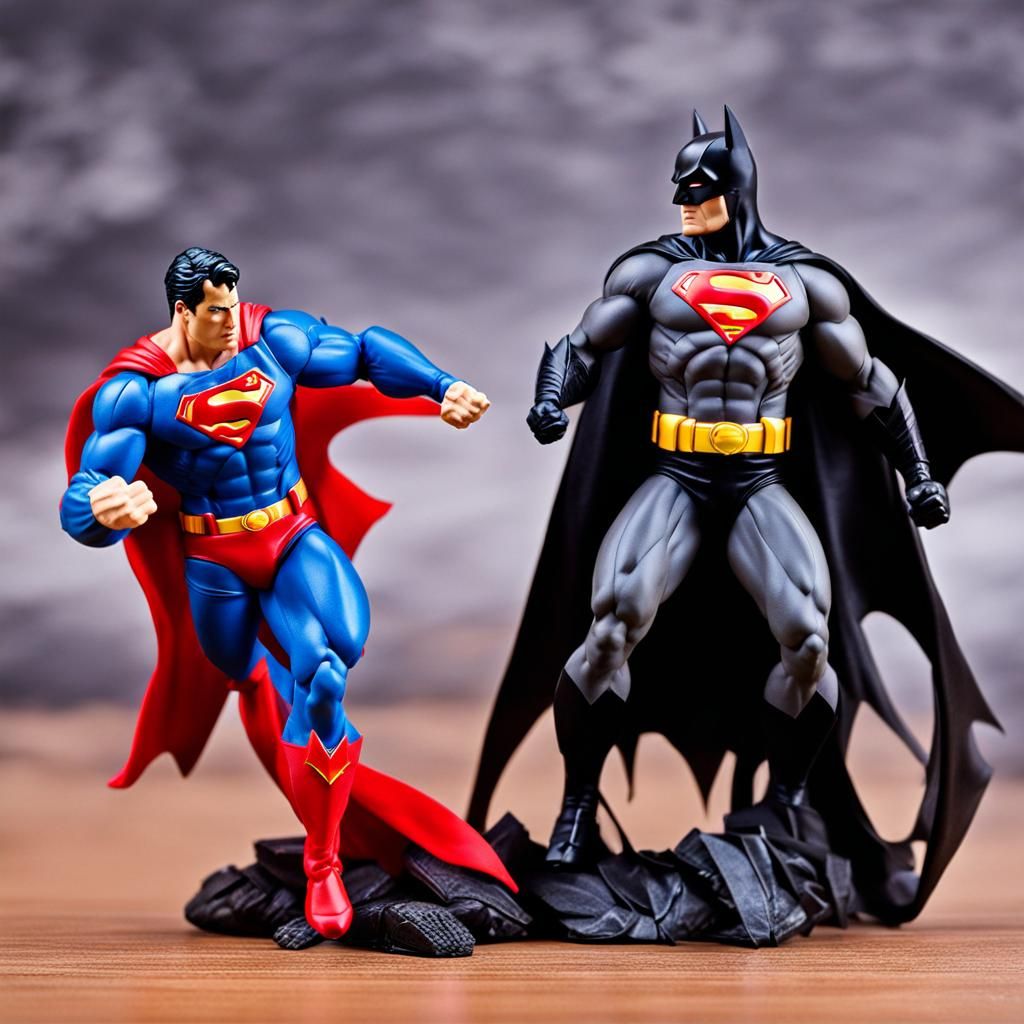 Brilliant Superman fighting Batman Action figures - AI Generated ...