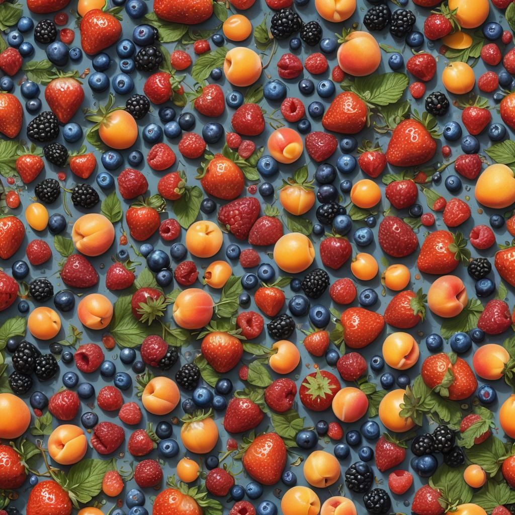 berry composition with strawberries raspberries blueberries apricots ...