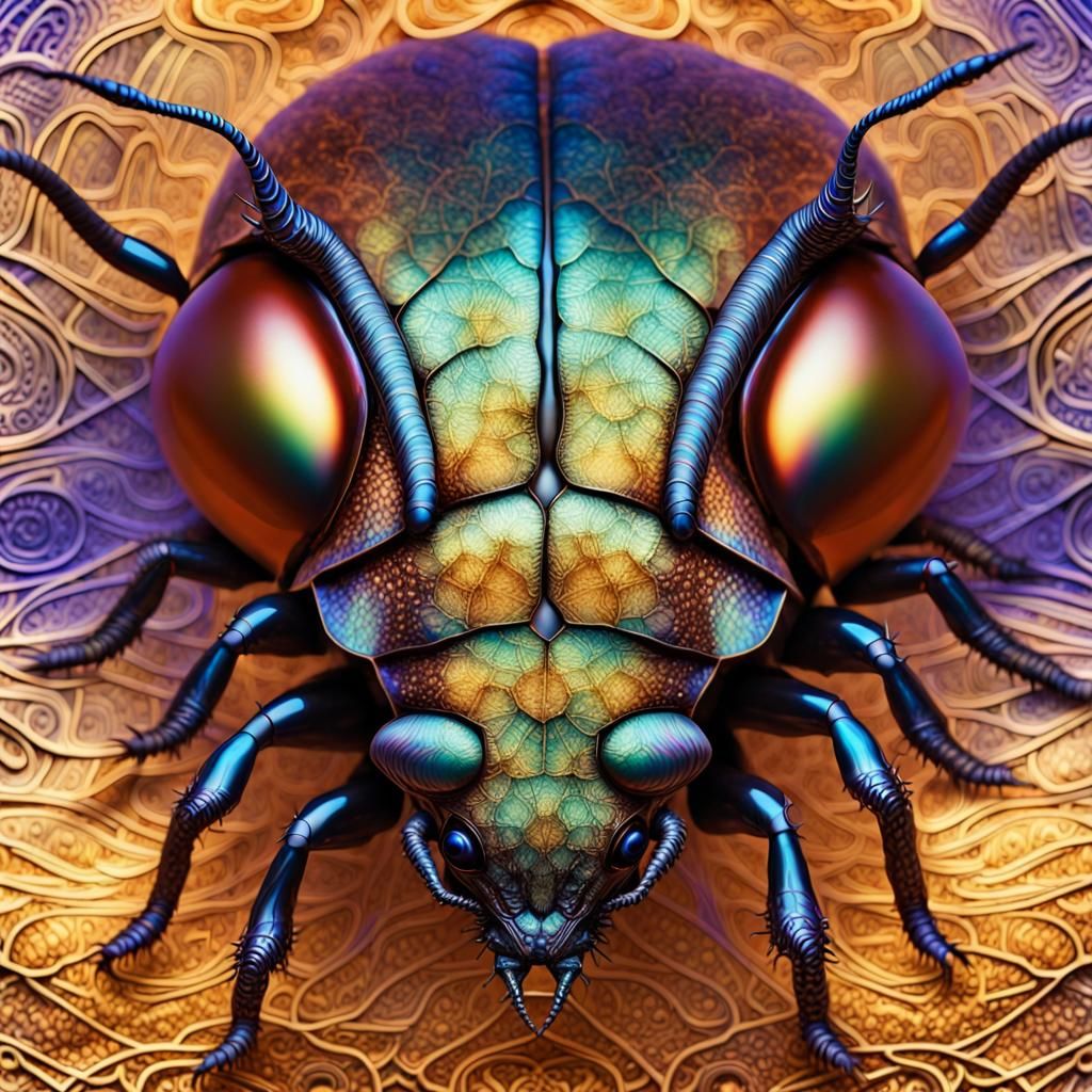 Shiny Alien Face Beetle!!!! - AI Generated Artwork - NightCafe Creator