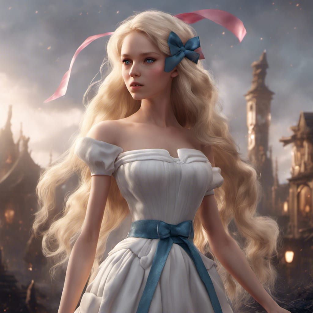 Refresh long hair girl with ribbon bows - AI Generated Artwork - NightCafe Creator