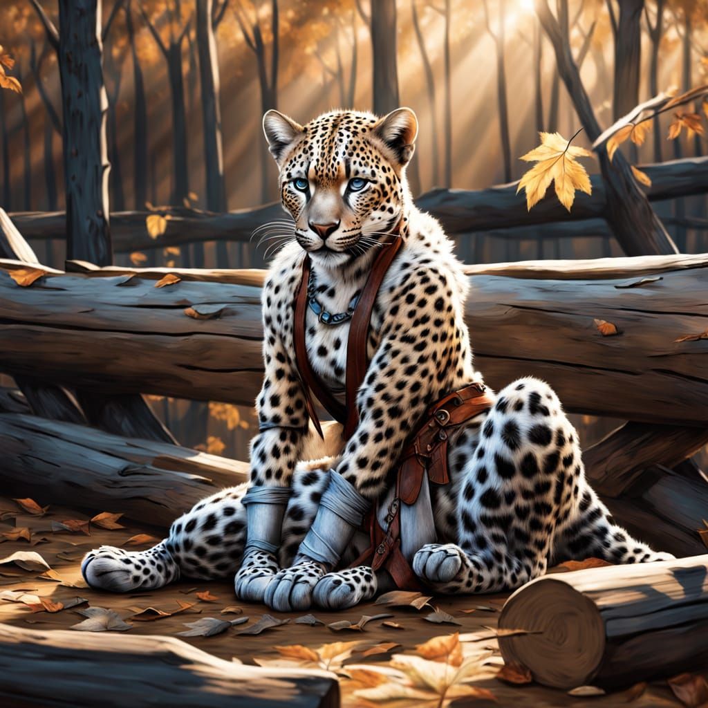 Realistic Digital Art of Leopard Woman Lounging in... - AI Art