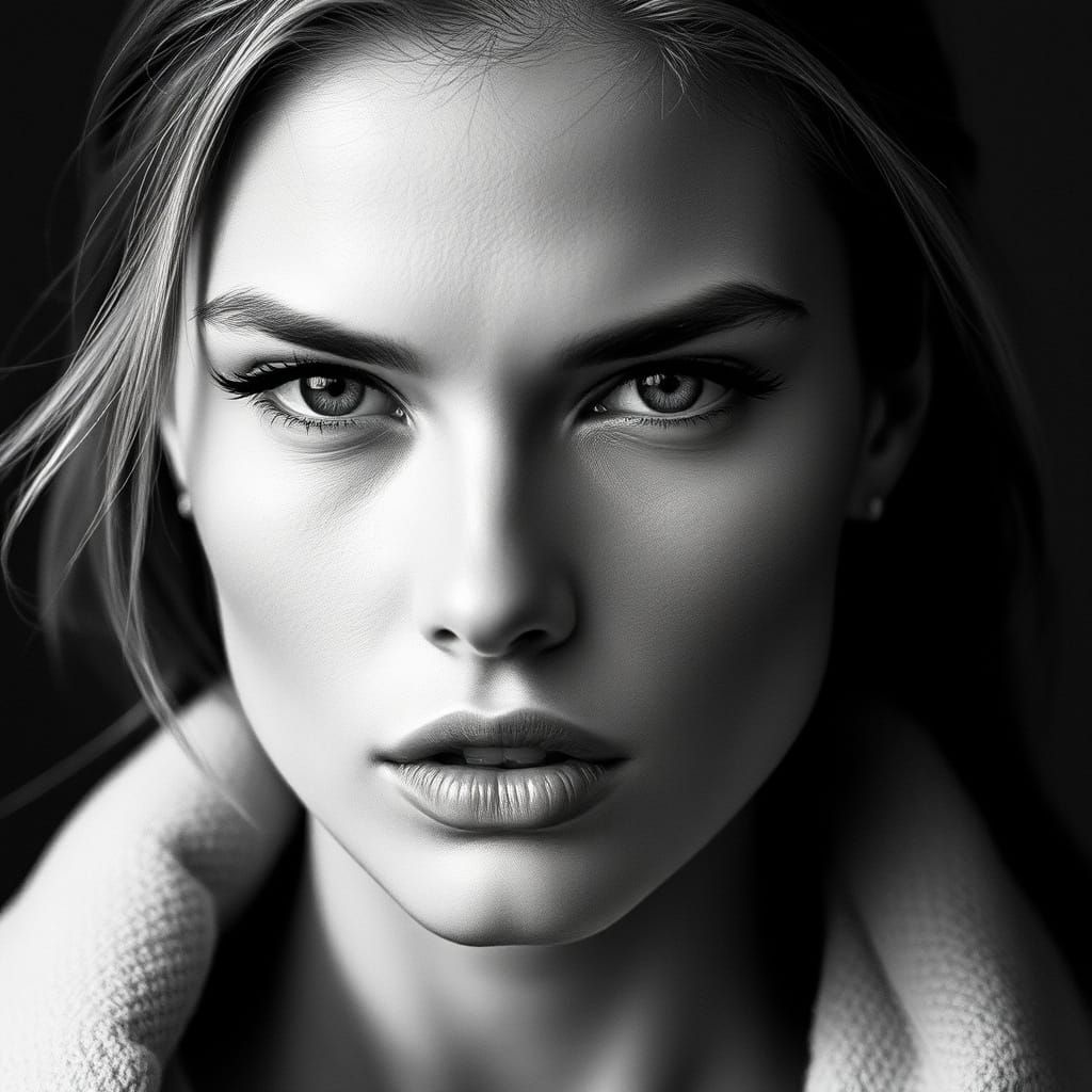 8k supermodel closeup b&w - Elegant Supermodel Portrait in ...