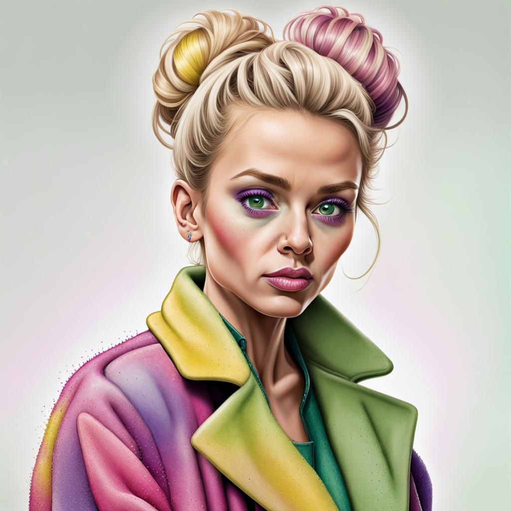 "Airbrush illustration of a white rock and roll woman with a light skin ...