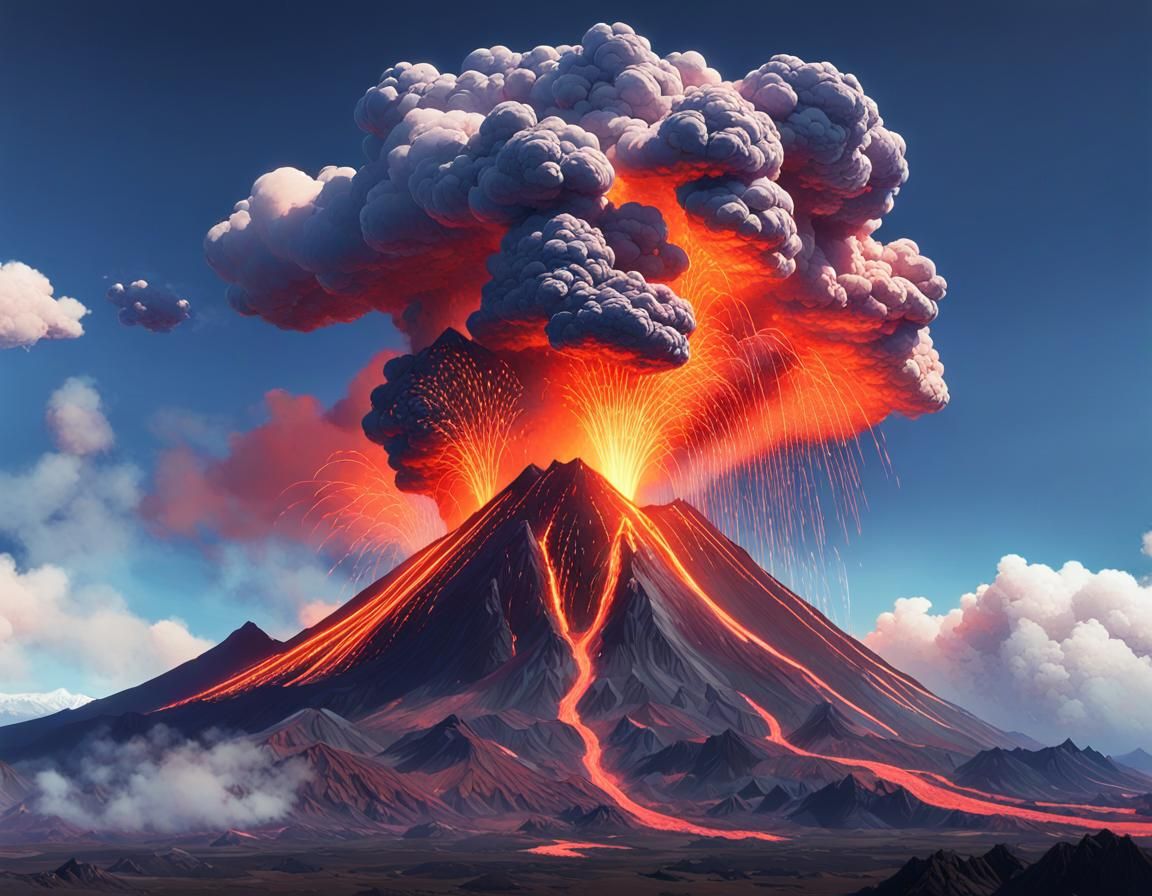 erupting volcano - AI Generated Artwork - NightCafe Creator