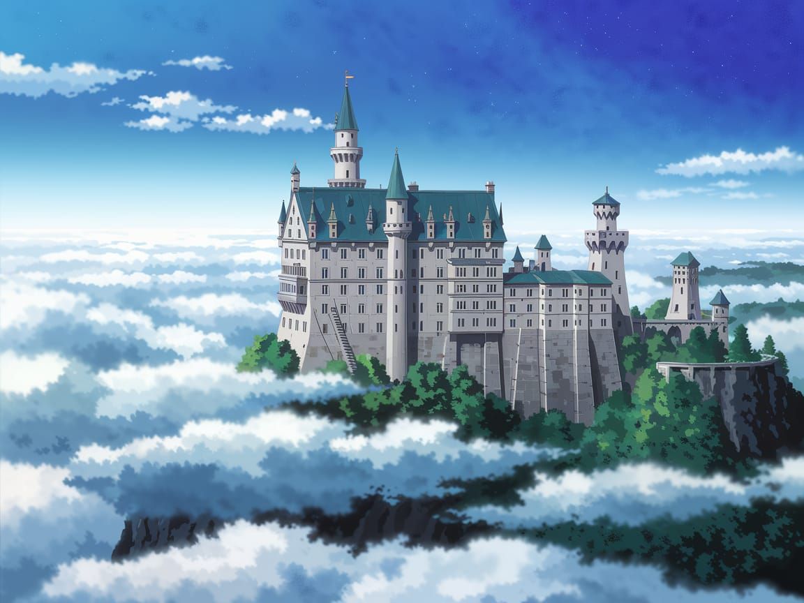 Ethereal Castle Soars Among the Clouds in a Dreaml... - AI Art