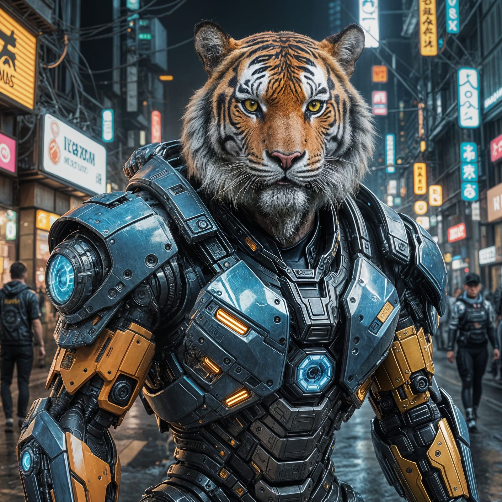 Guardian of the Neon Streets - Cybernetic Tiger Guardian in ...