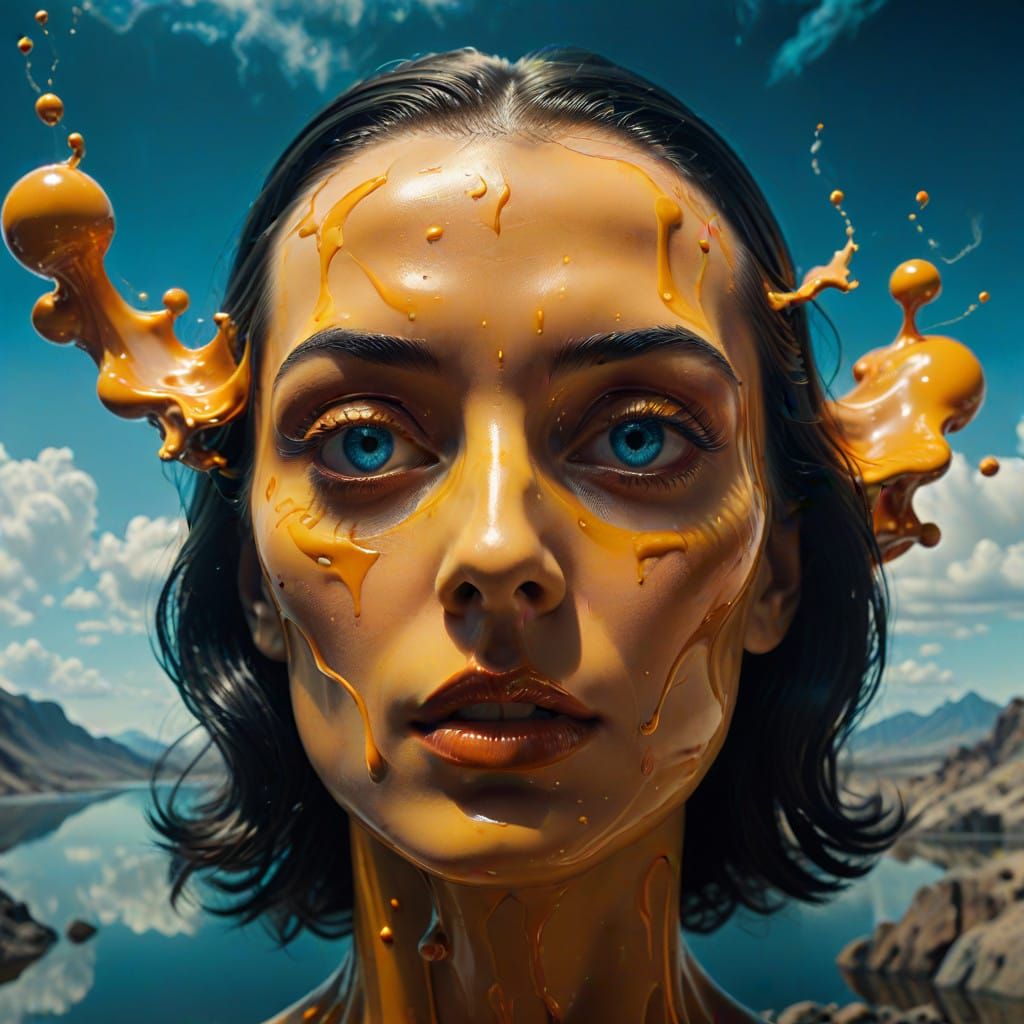 Hyper-surrealistic Dreamscape,vibrant Daliesque colors