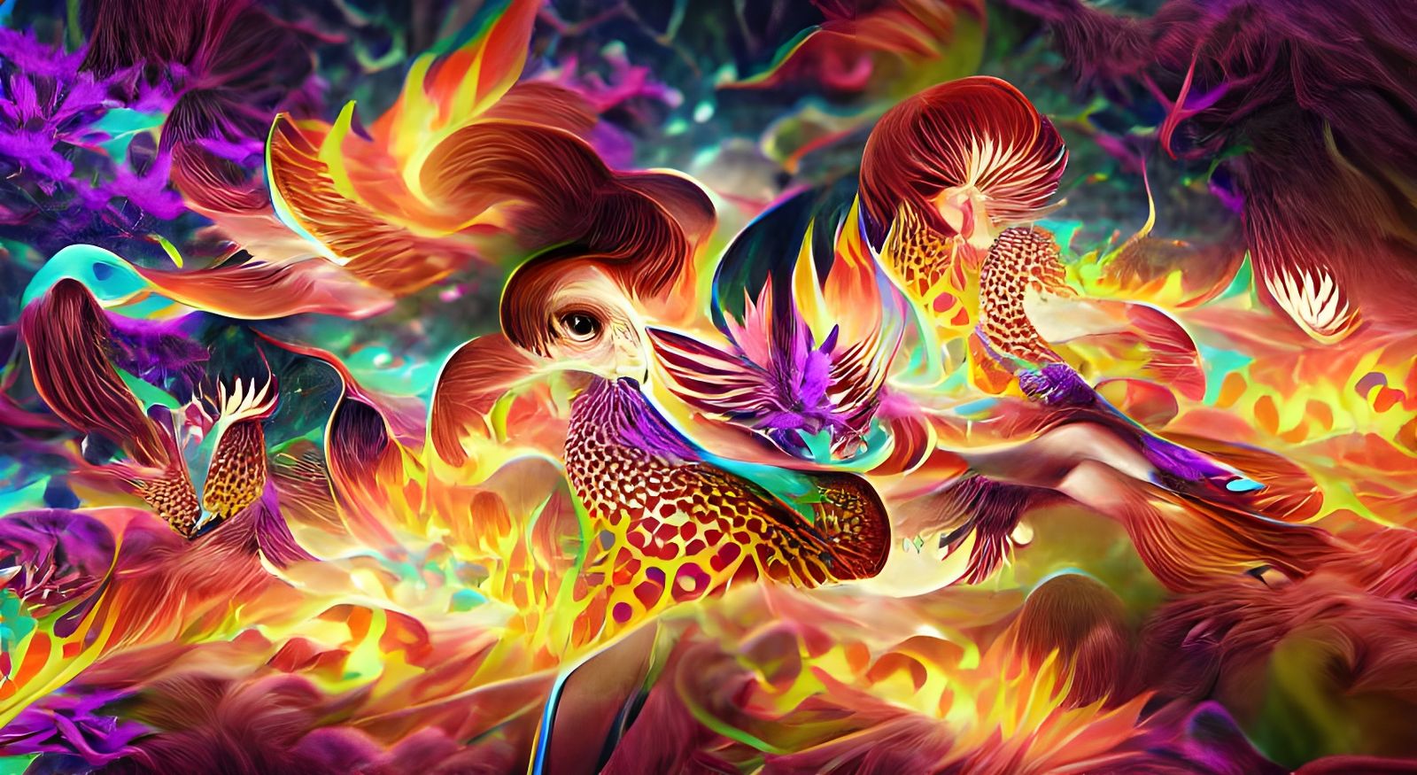 Psychedelic Phoenix - AI Generated Artwork - NightCafe Creator