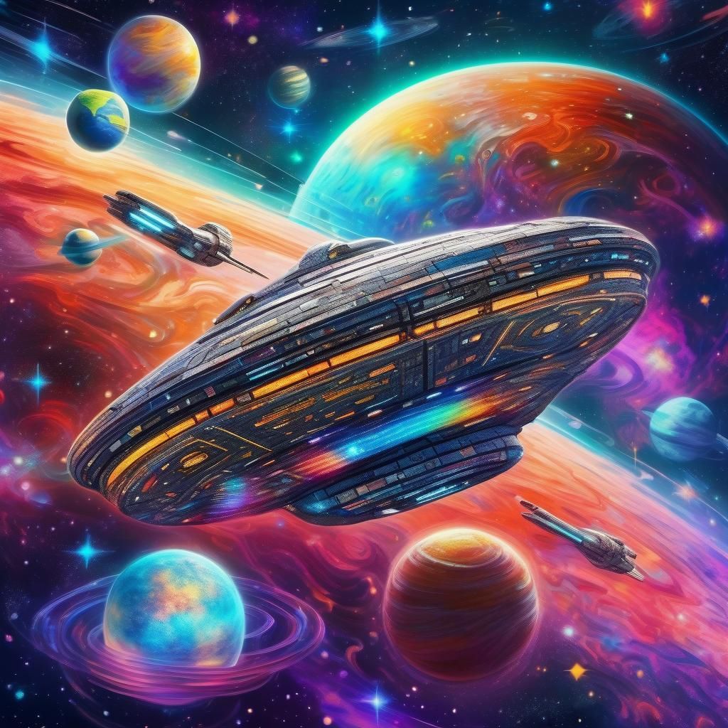 a spaceship traveling through the galaxy - AI Generated Artwork ...