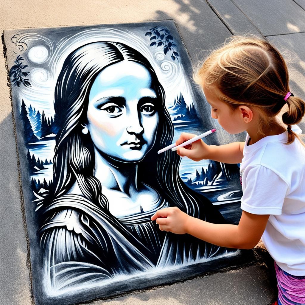 Mona Lisa drawn with chalk - AI Generated Artwork - NightCafe Creator