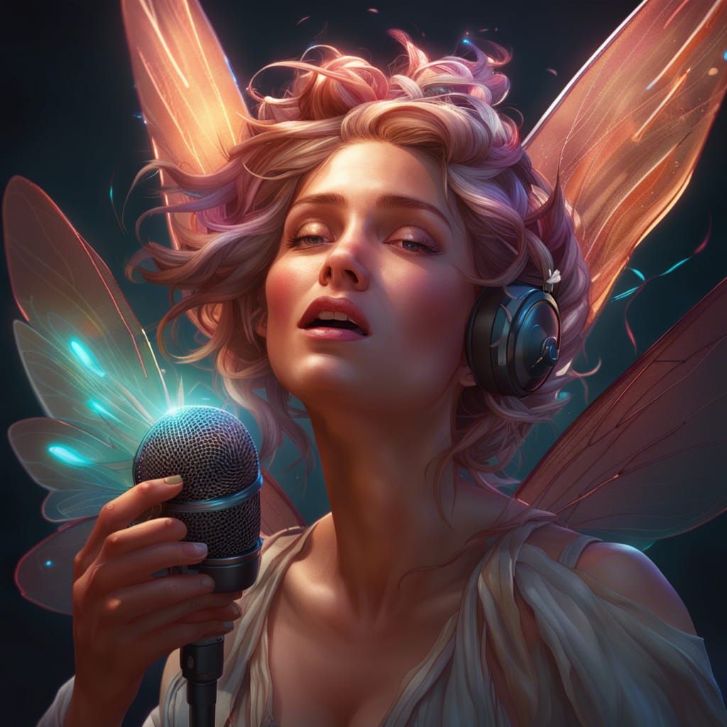 fairy singing on microphone - AI Generated Artwork - NightCafe Creator