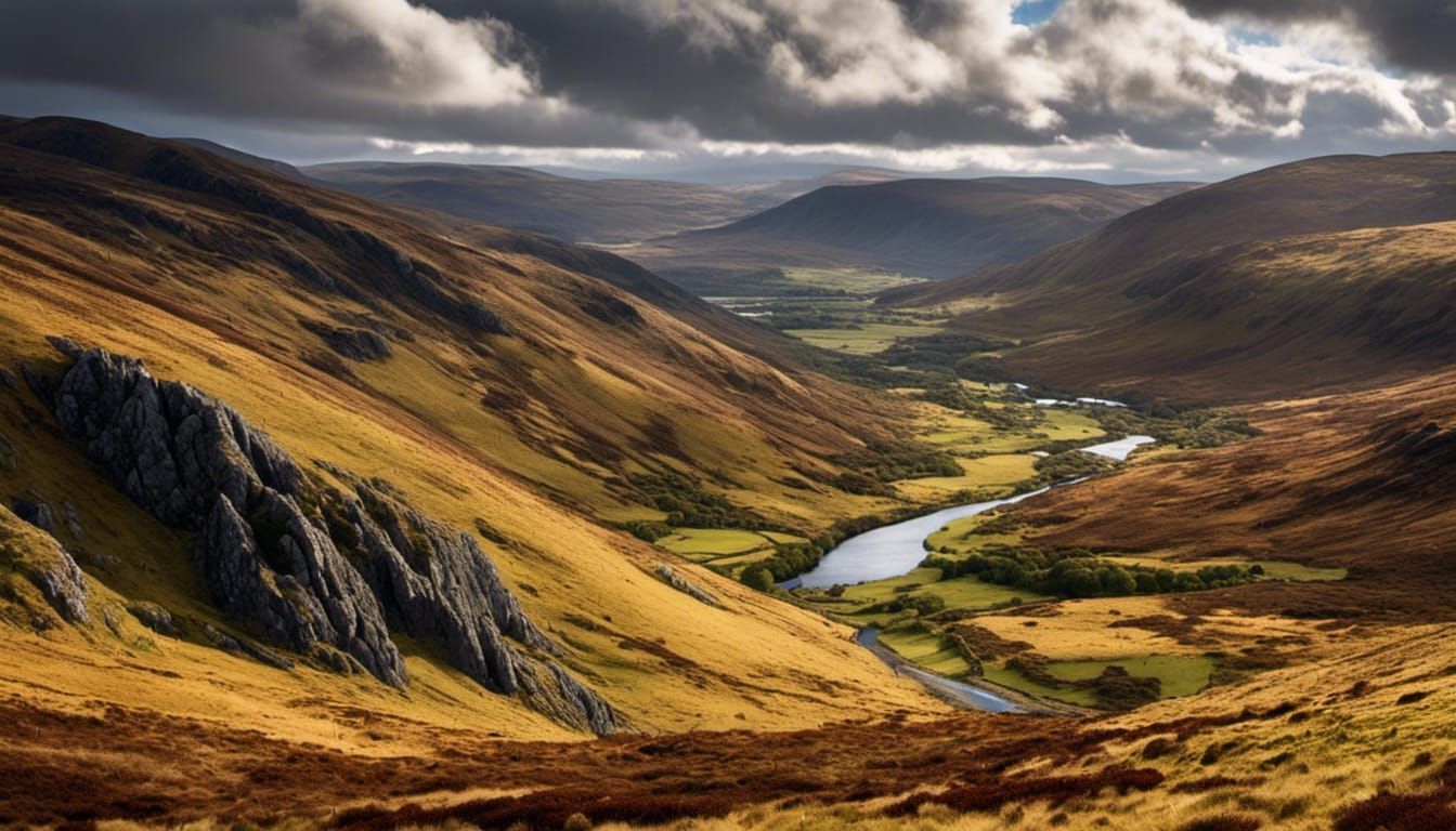 a magnificent landscape from hills of scotland - AI Generated Artwork ...