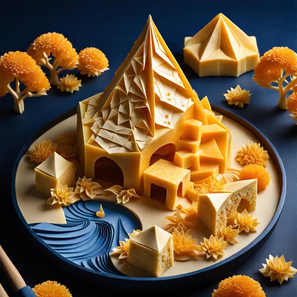 Cheese Origami Japanese Garden - AI Generated Artwork - NightCafe Creator