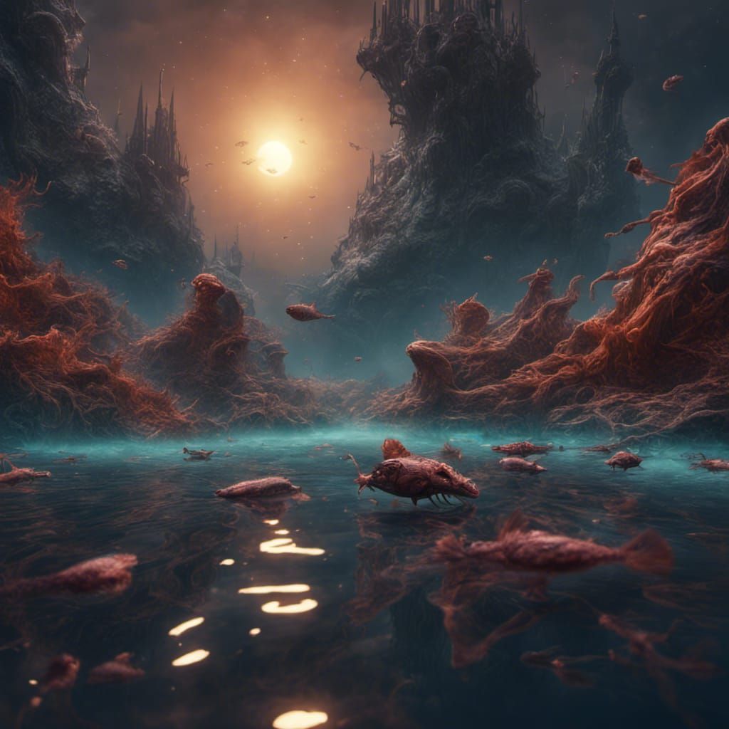 Sludge fish swimming in the vast space - AI Generated Artwork ...