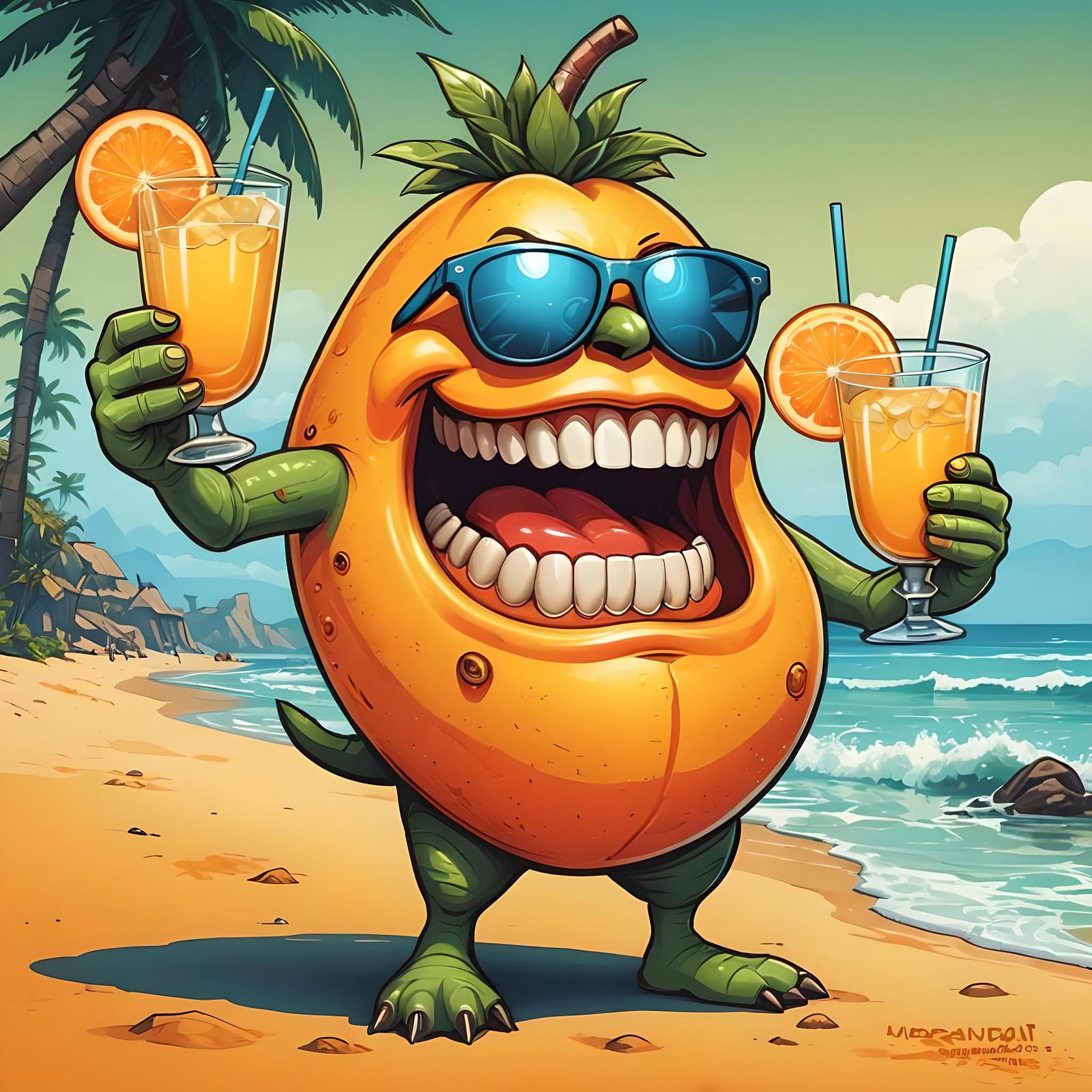 Mongo Mango Hits the Beach! - AI Generated Artwork - NightCafe Creator