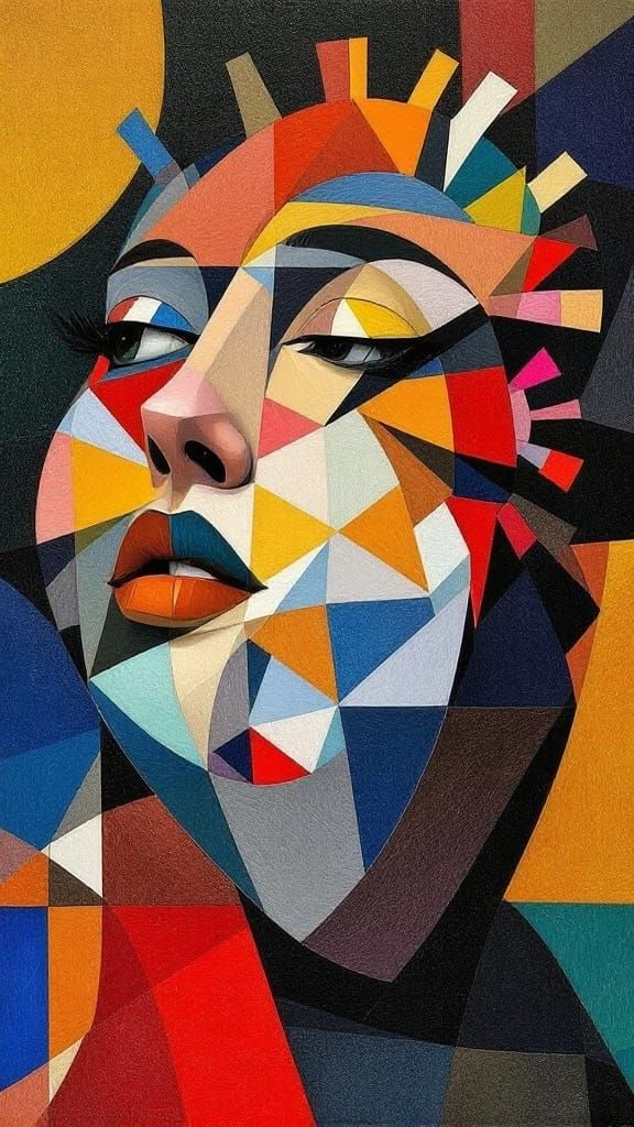 Cubist Heart Fragmentation in Vibrant Earth Tones - AI Art