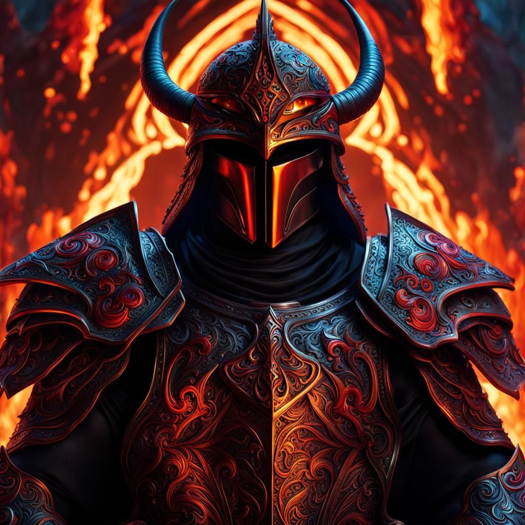 Dark Lord knight in an Intricate detailed elaborate meticulous Lava ...