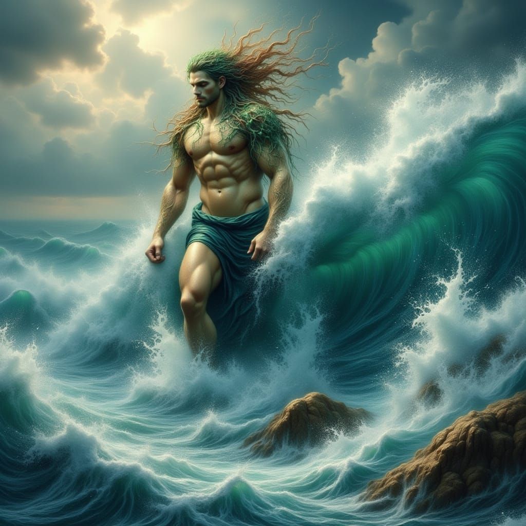 Majestic Almops, Demigod of the Ancient Seas, in O... - AI Art