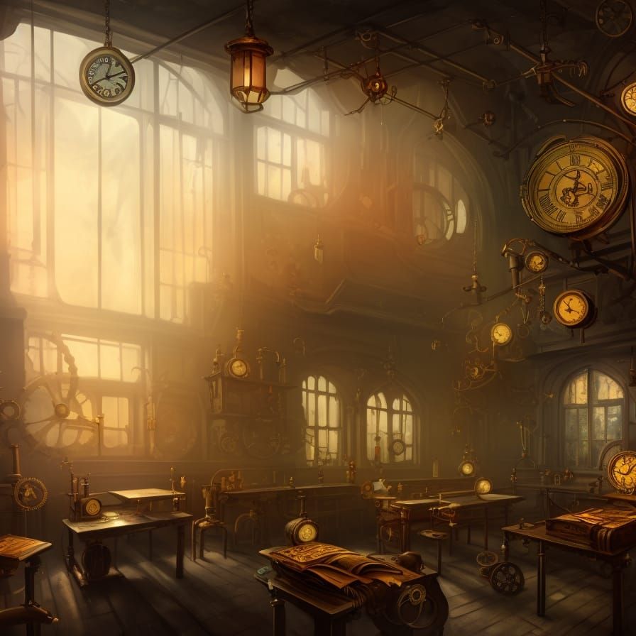 Steampunk classroom - AI Generated Artwork - NightCafe Creator