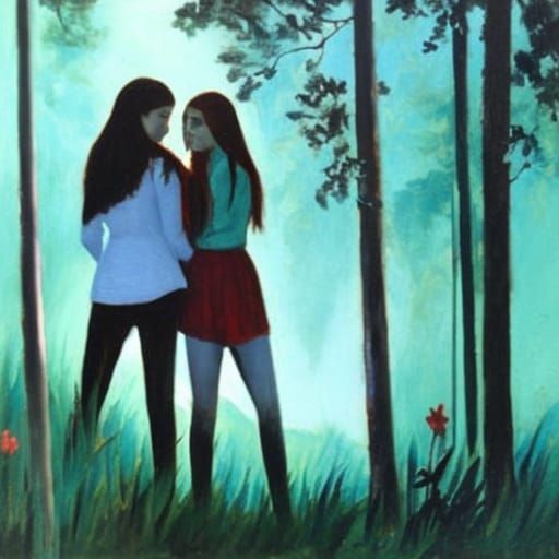teenage angst lesbian lovers - AI Generated Artwork - NightCafe Creator