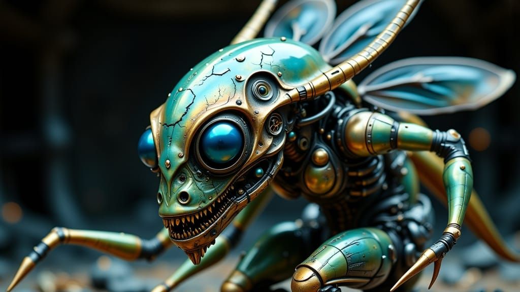 Cyborg Goblin in Industrial-Biomechanical Style - AI Art