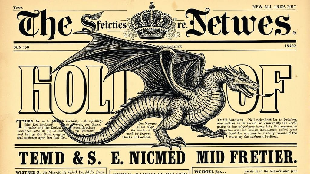 Vintage Dragon Headline in Classic Serif Font - AI Art