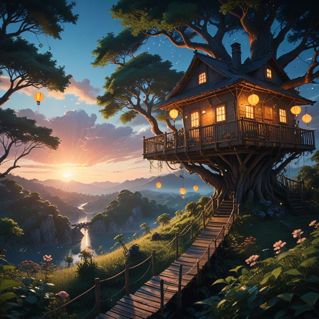 A stunning anime wallpaper - Anime Fantastical Treehouse Vi...