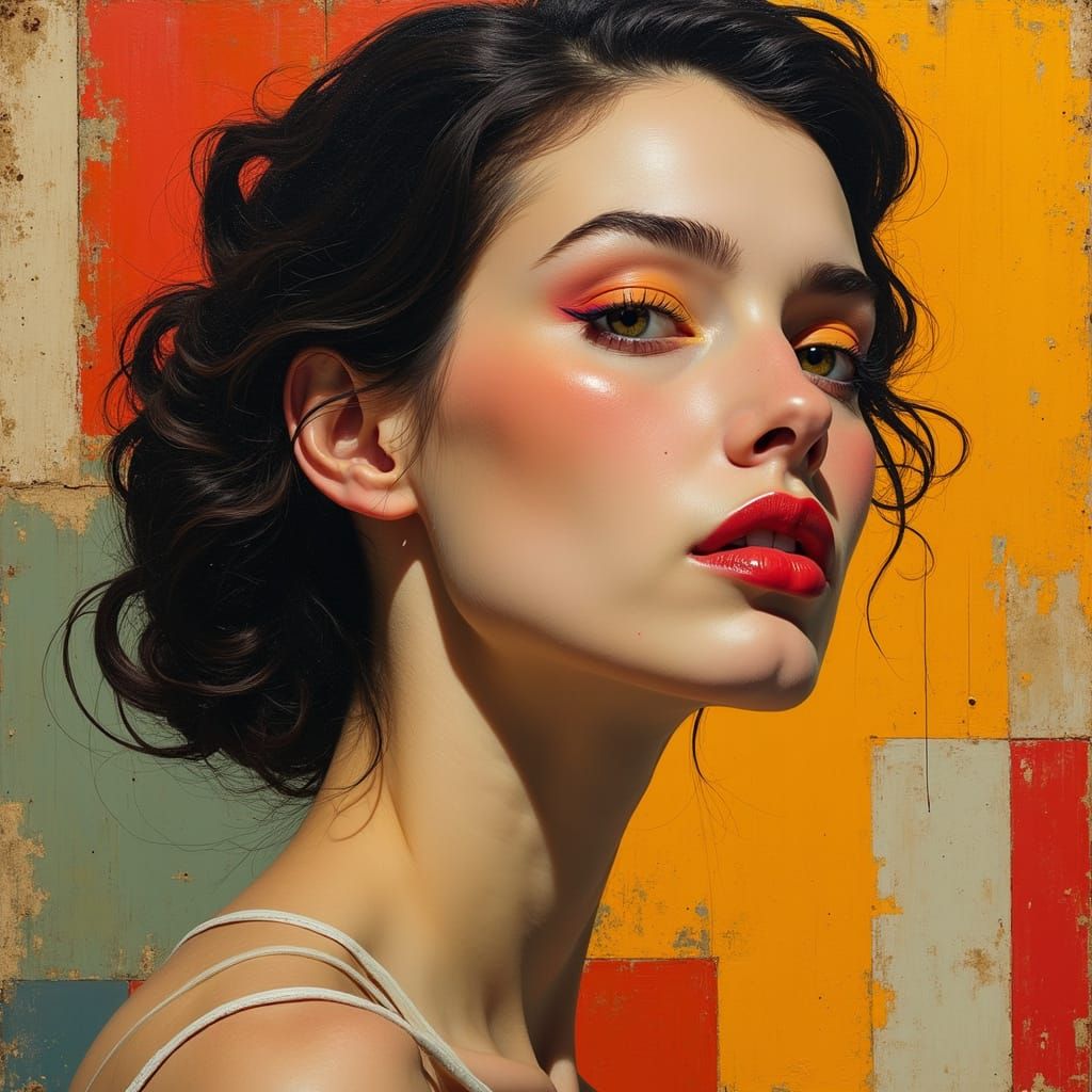 Portrait of a Beautiful Woman in Constructivist St... - AI Art