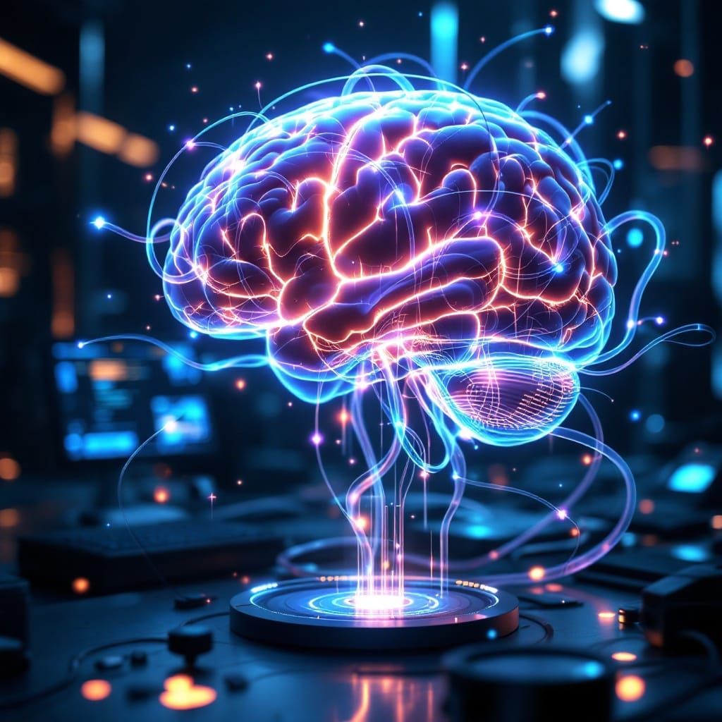 Surreal Cyberpunk Brain Convergence in Radiant Lig... - AI Art