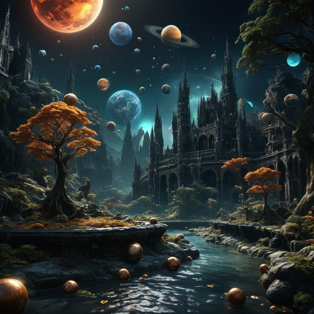 Fantastical Galactic Gathering in Vibrant Muted To... - AI Art