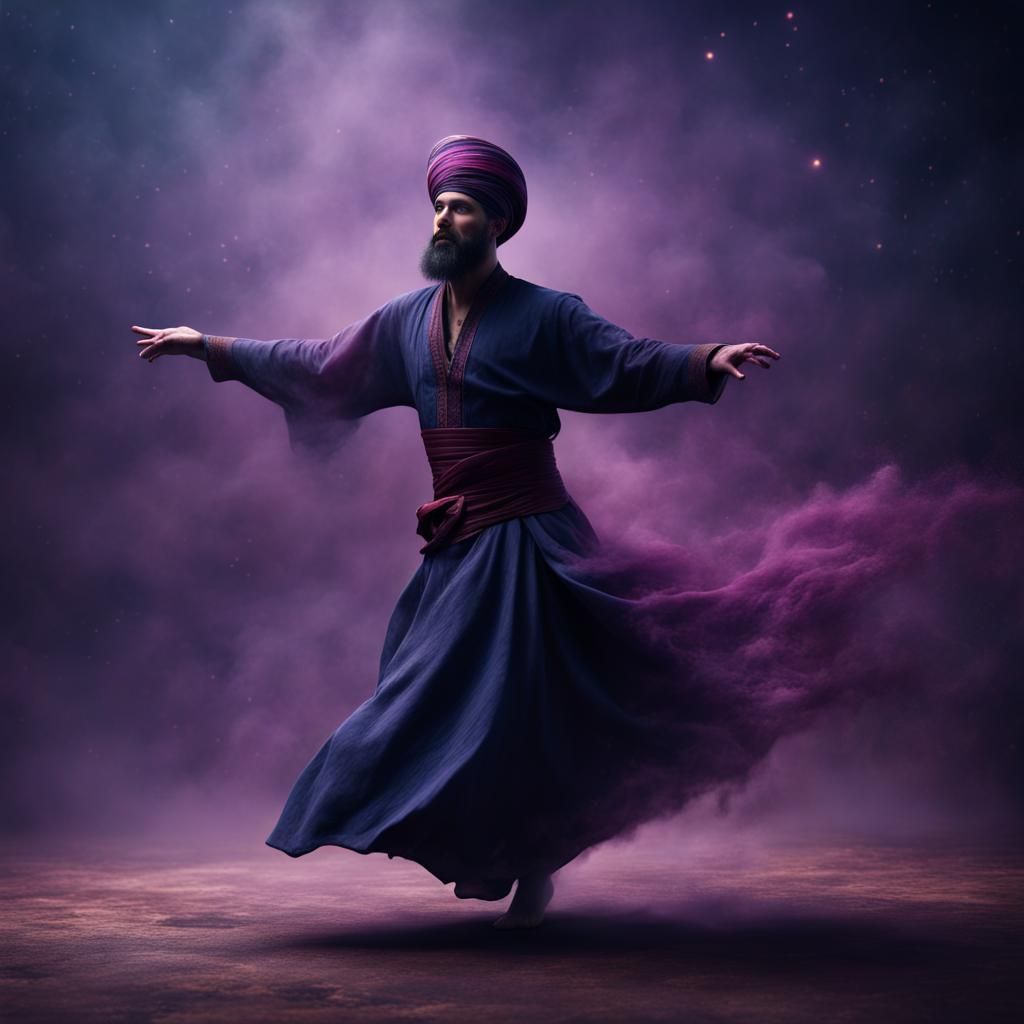 Hyper Realistic Sufi Whirling with Purple & Maroon, Islamic Sufi Rustic ...
