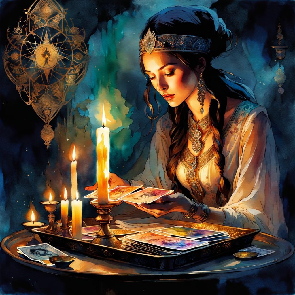 Beautiful Tarot card reader - AI Generated Artwork - NightCafe Creator
