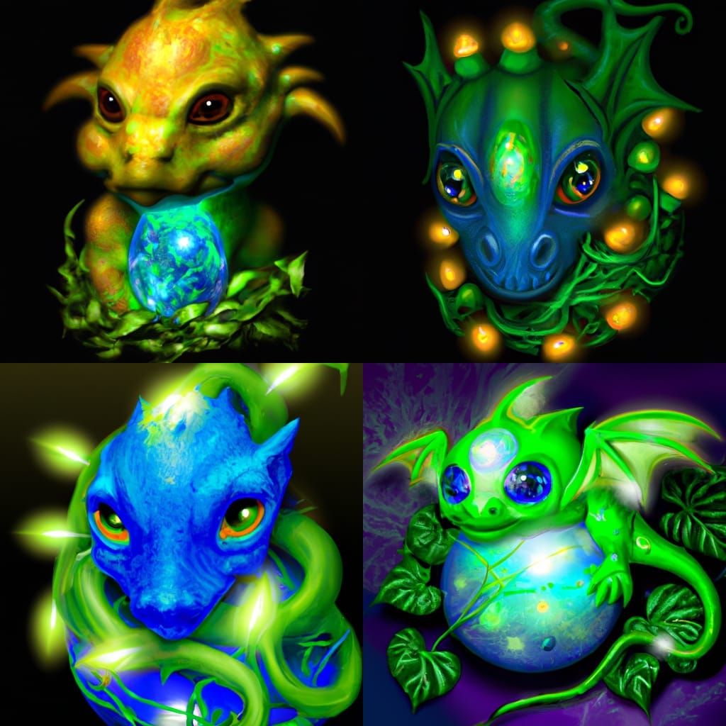 Neon Ivy Dragon Hatchlings - AI Generated Artwork - NightCafe Creator