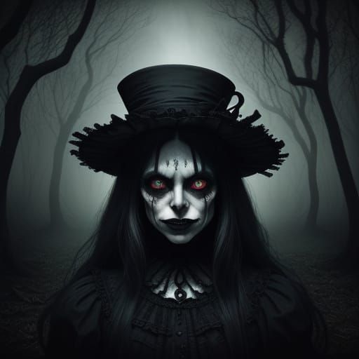 Distorted Wonderland: A Haunting Gothic Portrait - AI Art
