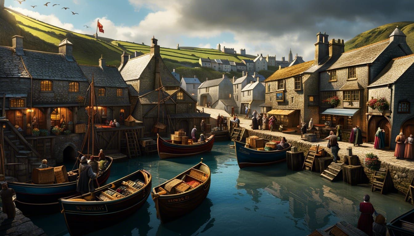 Beautiful Port Isaac fishing village, Cornwall UK in the middle ages ...