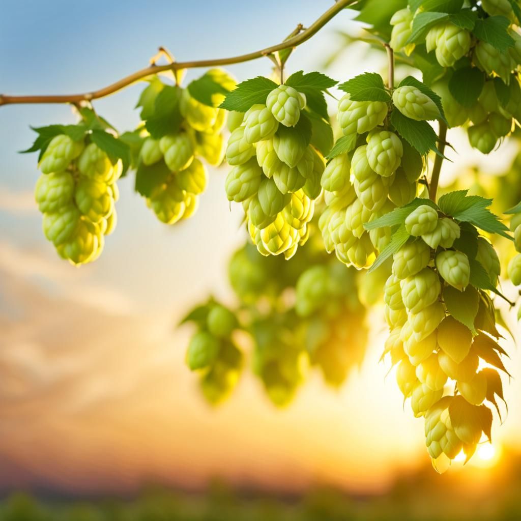 Hop bines on sunset - AI Generated Artwork - NightCafe Creator