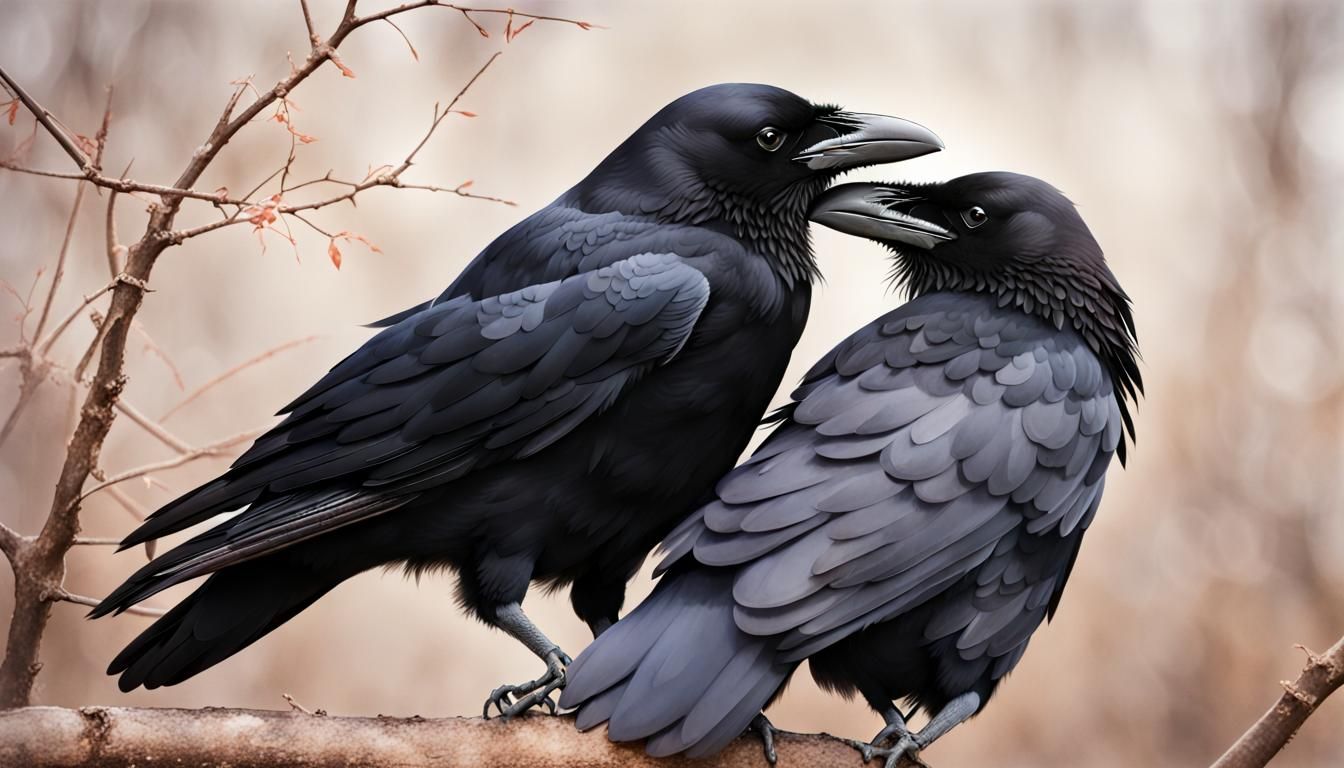 two crows hug - AI Generated Artwork - NightCafe Creator