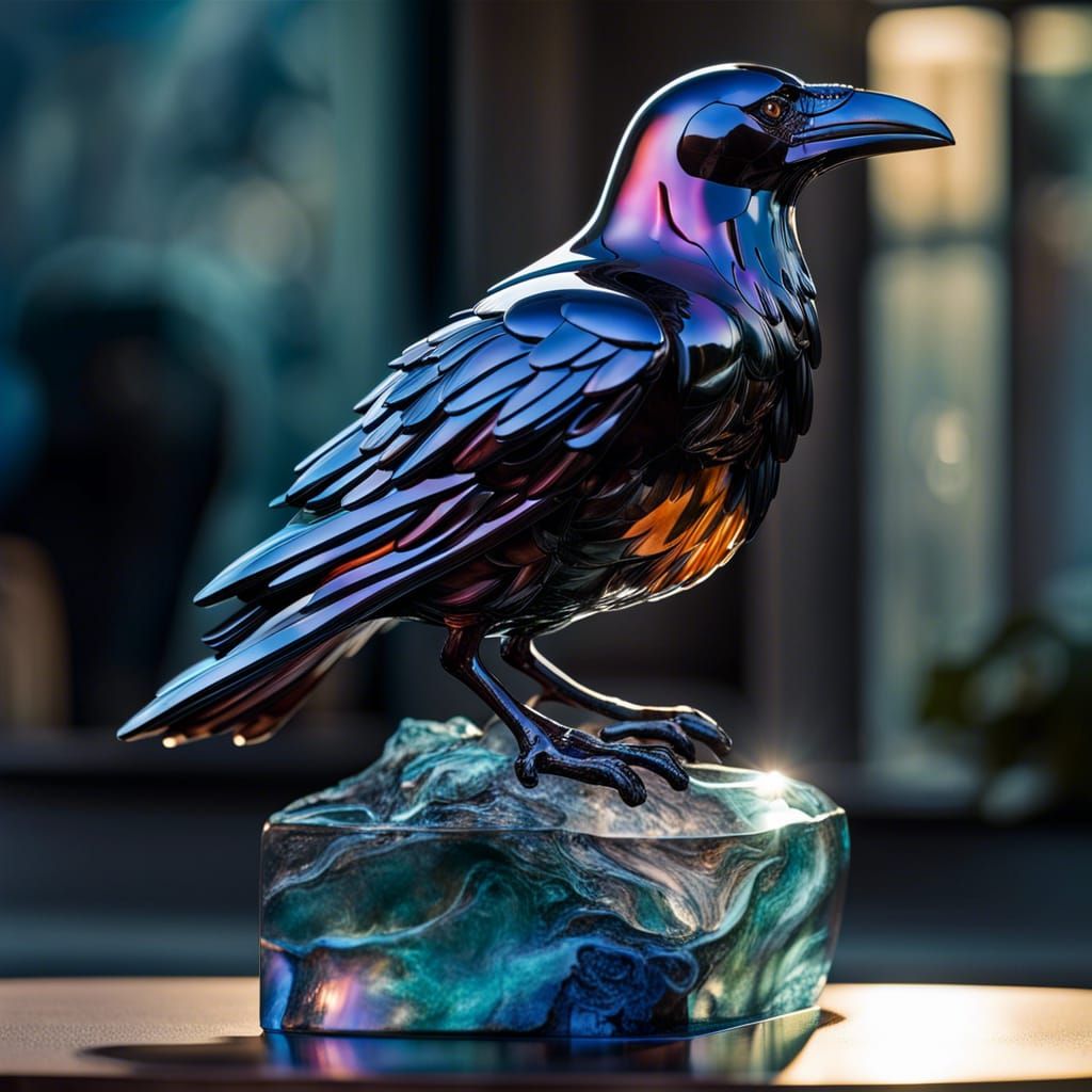 Glass raven - AI Generated Artwork - NightCafe Creator